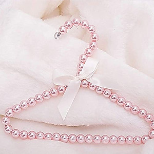 littlefall Dog Cat Pet Clothes Hanger Plastic Pearl Beaded Bow Clothes Dress Coat Hangers Closet Coat Storage Organizer Dry Rack 5 Pcs (Pink)