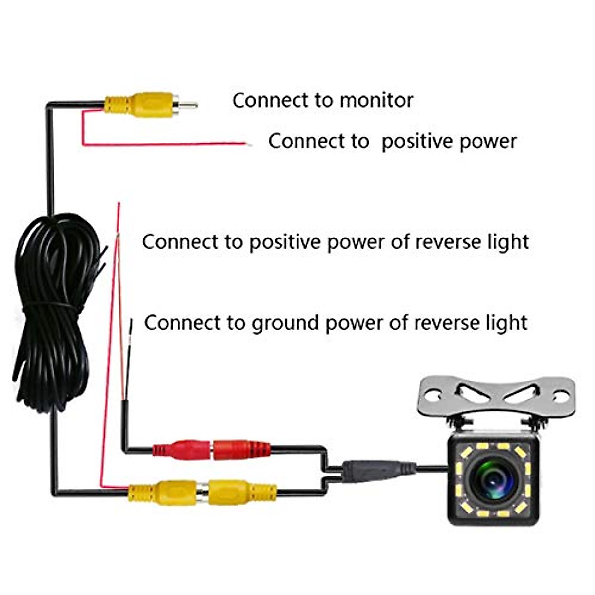 DUTTY Car Rear View Camera Universal 8 LED Night Vision Backup Parking Reverse Camera Waterproof 170 Wide Angle HD Color Image