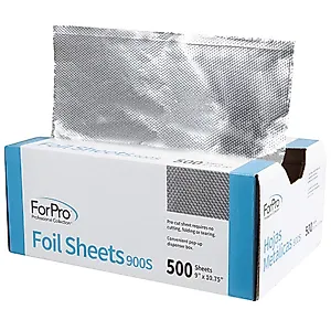 ForPro Professional Collection Embossed Foil Sheets 900S, Aluminum Foil, PopUp Dispenser for Hair Color Application and Highlighting, Food Safe, 9” W x 10.75” L, 500 Count