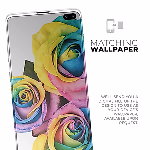 DesignSkinz Rainbow Dyed Roses Protective Vinyl Decal Wrap Skin Cover Compatible with The Samsung Galaxy S20 (Screen Trim & Back Glass Skin)