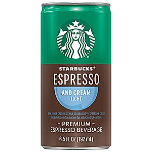 Starbucks Ready to Drink Coffee, Espresso & Cream Light , 6.5oz Cans (12 Pack) (Packaging May Vary)