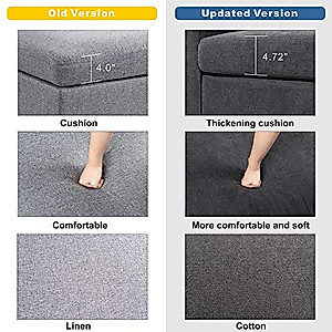 Walsunny Convertible Sectional Sofa Couch with Reversible Chaise, L-Shaped Couch with Modern Linen Fabric for Small Space (Dark Grey)