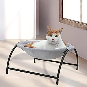 PHYEX Cat Bed Elevated Pet Hammock for Kitty Cat Small Dog, Easy Assembly Raised Cat Cot for Indoors & Outdoors, Gray