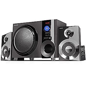 Boytone BT-225FB Wireless Bluetooth Stereo Audio Speaker with Powerful Sound, Bass System, Excellent Clear Sound & FM Radio, Remote Control, Aux-in Port, USB/SD/for Phone's, Laptops, Black, 60w