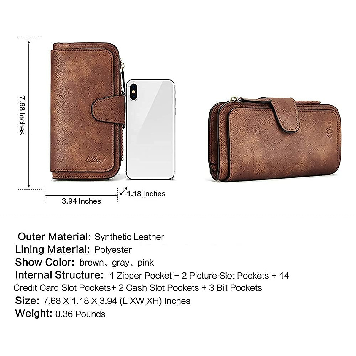 CLUCI Backpack Purse for Women Fashion Leather Designer Travel Large Ladies Shoulder Bags with Tassel Two-toned Brown Wallet for Women Leather Designer Bifold Long Ladies Credit Card Brown