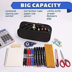 Ludato Big Capacity Pencil Pen Case Organizer Canvas Pencil Pouch Bag for Teen Boys Girls College School and Office Supplies -Black