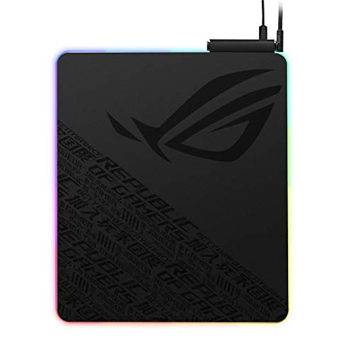 ASUS ROG Balteus Qi Vertical Gaming Mouse Pad with Wireless Qi Charging Zone, Hard Micro-Textured Gaming Surface, USB Pass-Through, Aura Sync RGB Lighting and Non-Slip Base (12.6” X 14.6”)