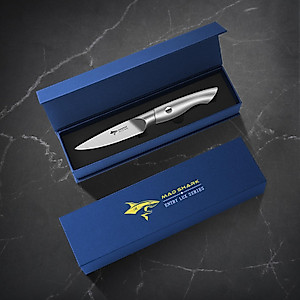 MAD SHARK Premium Paring Knife 3.5 Inch Small Kitchen knife, High-end Best Sharp Fruit Knife for Peeling and Coring, German Stainless Steel, Knife for Fruit, Paring Knives, Peeling knife - Silver