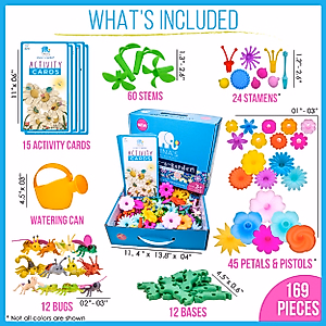 Flower Garden Building Toys Set, Educational Stem Toys for 3, 4, 5, 6 Year Old Girl, Arts and Crafts for Girls, Toddler Building Birthday Gift, Easter, Montessori Kindergarten Learning Kit for Kids