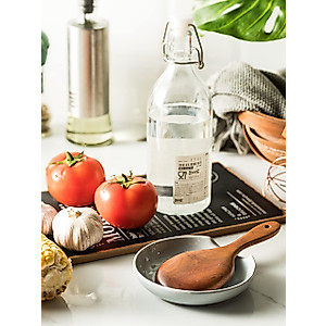 Miamolo Ceramic Spoon Rest for Kitchen Counter, Kitchen Spoon Holder for Stove Top, Cooking Utensil Rest with Drip Tray for Ladles Tongs Spatula, Dishwasher Safe, Light Gray