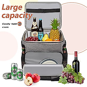 Cooler with Wheels 35 Can Collapsible Rolling Cooler Soft Insulated Roller Cooler Portable Leak Proof Cooler Bag with Wheels and Handle for Camping Hiking BBQ Summer Beach Travel Outdoor Activities