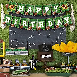 39 Pcs Football Birthday Party Decorations Pack, Super Bowl Party Supplies, Set Include Football Birthday Banner, Football Balloons, Cake Toppers, and More for Football Sports Party