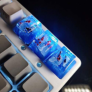 Resin Keycaps, Handmade Resin Keycap Koi Fish Backlit Resin Spacebar Keycap for Cherry MX RGB Switch Gaming Mechanical Keyboards DIY Replace