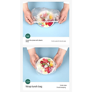 Fresh Stretch Fresh Keeping Bags PE Cling Film Bags Reusable Elastic Food Bowl Lids Kitchen Supplies for Food Fruit Vegetable Meat Preservation (200pcs)