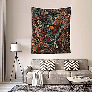 Ligekawa Midnight Garden Wall Tapestry with Floral Exotic Garden Night Tapestry Mystic Tapestry Wall Hanging for Bedroom Home Wall Décor 60 x 51 inch