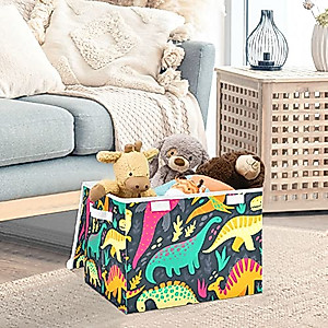 innewgogo Dinosaur Storage Bins with Lids for Organizing Organizer Containers with Handles Oxford Cloth Storage Cube Box for Home