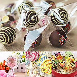 Augshy Cake Pop Bags, 300 Pcs Cellophane Treat Bags 3x5 with 300 Twist Ties - 1.4 mils Thickness OPP Plastic Bags for Lollipop Candy Chocolate Cookie Wrapping Buffet