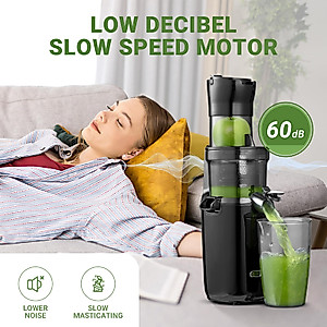 AMZCHEF Whole Fruit Juicer Machines, 80MM Large Feeding Chute Slow Masticating Juicer, Powerful Cold Press Juicers with Upgrade Auger, Double-Layer Filter, Retro Toggle Switch (Light black)