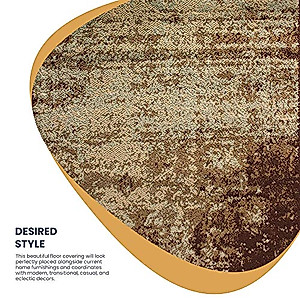 BNM Small Indoor Area Rug, Perfect for Living Room, Entryway, Basement, Bedroom, Kitchen, Office, Modern Floor Cover, Jute Backing, Acid Wash Abstract Indoor Area Rug, 4' x 6', Auburn