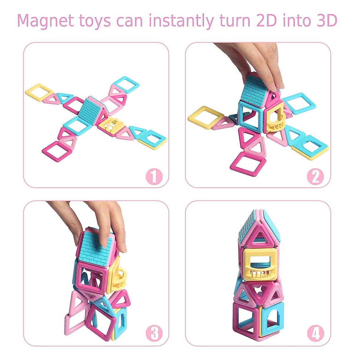 ASOK Magnetic Building Block 155pcs Educational Magnet Tiles Creative Learning and Development Macaron Color Toys Set for 3 4 5 6 7 8 Years Old Boys Girls Kids