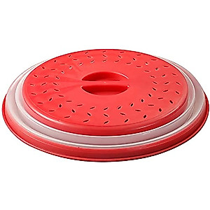 Collapsible Microwave Food Plate Cover,Vented,BPA Free Food Grade Silicone Lid-Red
