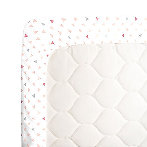 NoJo Aztec Mix & Match 100% Cotton Triangles Fitted Crib Sheet, Pink, Grey, White