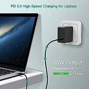 60W USB C Charger [GaN Tech], PD 3.0 Fast Wall Charger with Foldable Plug, Compatible with MacBook Air/Pro, iPad Air/Pro, iPhone 13 Pro Max, Switch, Galaxy, Pixel and More
