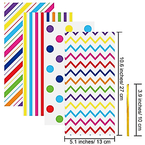 Aneco 100 Pack Rainbow Cellophane Bags Plastic Candy Bags Gift Bags Goodie Bags with Twist Ties for Valentine, Birthday, Gift Cookie Snack Packing Party Favor Supplies