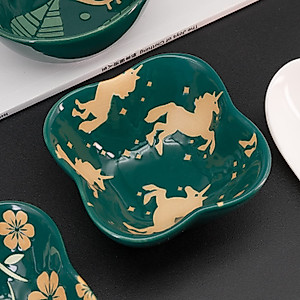 Louyebh Ceramic Stable Spoon Rest for Stove Top Heat Resistant Porcelain Spoon Utensil Holder for Kitchen Counter Dishwasher Safe Multifunctional Glaze Ceramic Bowl Kitchen Dining Table Decor (green)