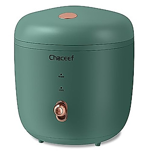 CHACEEF Mini Rice Cooker 2-Cups Uncooked, 1.2L Small Rice Cooker with Non-stick Pot, Mini Rice Maker with One Touch & Keep Warm Function, Food Steamer, Green
