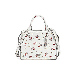 GUESS White Pink Floral Print Medium Crossbody Satchel Tote Bag Handbag