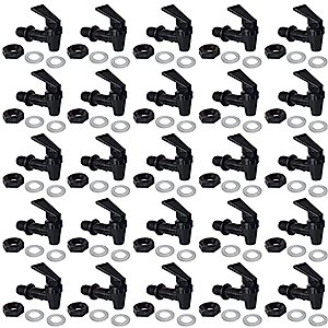 Water Crock Water Tap - Water Bottle Jug Reusable Spigot Spout - Replacement Water Beverage Lever Pour Dispenser Valve - Water Dispenser Cooler Faucet.(Pack of 25 Black)