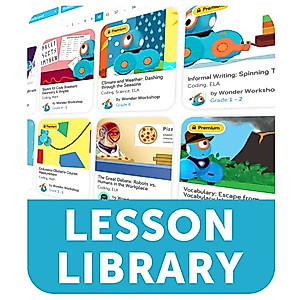Wonder Workshop Dash Robot Wonder Pack – Coding Educational Bundle for Kids 6+ – Free STEM Apps with Instructional Videos - Launcher Toy, Sketch Kit Drawing, Gripper Building