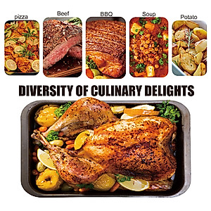 NECERO Roaster Oven 28 Quart Electric, Electric Roaster Pan with Visible&Self-Basting Lid, Large Stainless Steel Electric Turkey Roaster Oven Defrost Warm Function, Removable Pan Rack, Up To 24LB