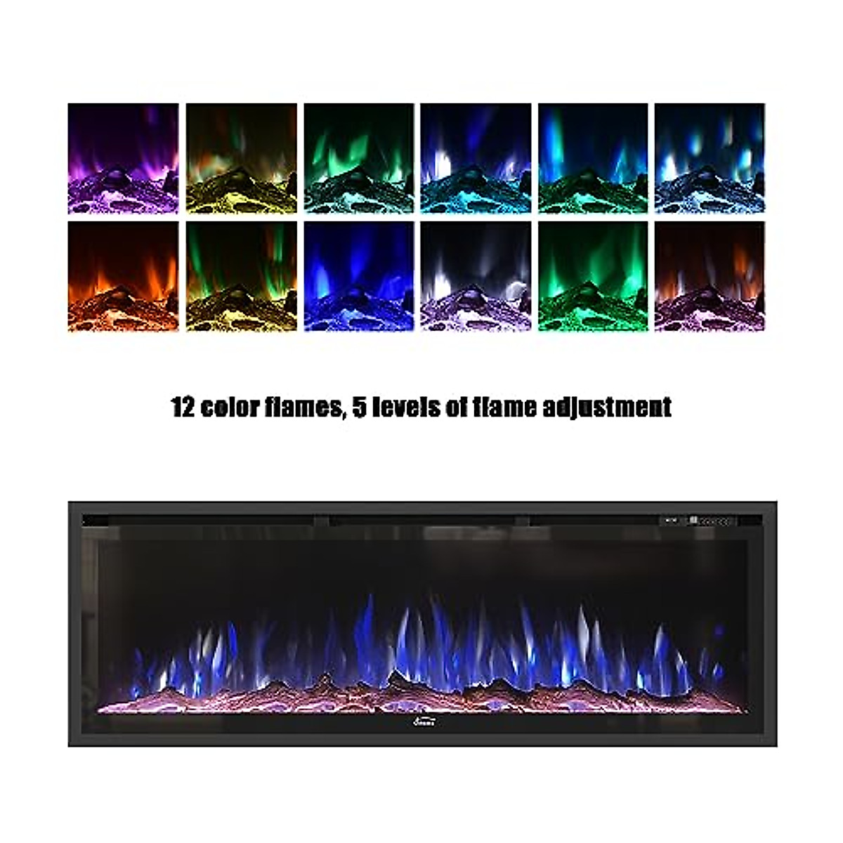 Clihome 50in Electric Fireplace Luxury Fire Places Electric Fireplace Inserts Electric Fireplace Heater Fireplace Decor Fireplace Heater with Timer, Remote Control, Adjustable Flame Color