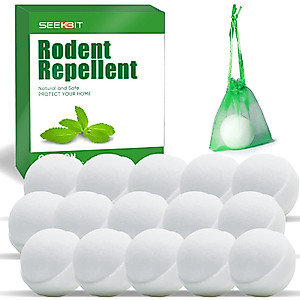 SEEKBIT 15 Pack White Rodent Repellent Peppermint Oil to Repels Mice and Rats Spider and Other Rodents, Rat Repellent for Home Garages RV Closets Trucks Car Engines, Mouse Deterrent for Keep Mice Out