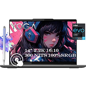 Lenovo Yoga 7i 2-in-1 14" 2.2K 16:10 Touchscreen 0.69" Slim Laptop Intel Evo 10-Core i7-1355U 2 x Thunderbolt Wi-Fi 6 Long Battery Life - 12H Win11 W/Stylus Pen (16GB RAM | 512GB PCIe SSD)