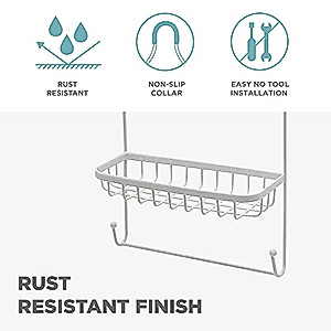 Zenna Home Hanging Over-the-Shower Caddy, 2 Baskets, White
