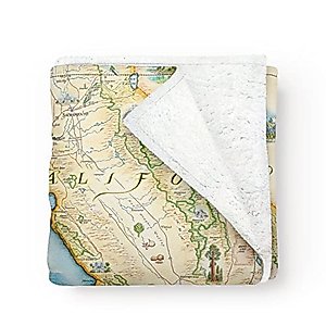 California State Map Fleece Blanket - Hand-Drawn Original Art - Soft, Cozy, and Warm Throw Blanket for Couch - Unique Gift - 58"x 50"