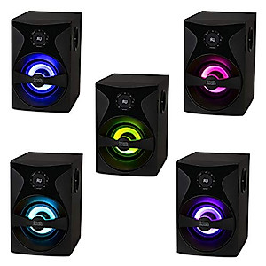 Acoustic Audio by Goldwood Bluetooth 5.1 Surround Sound System with LED Light Display, FM Tuner, USB and SD Card Inputs - 6-Piece Home Theater Speaker Set, Includes Remote Control - AA5400 Black