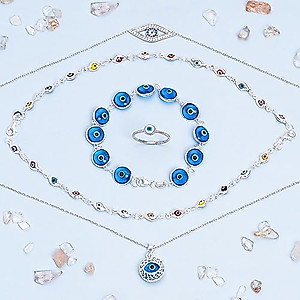 Bling Jewelry Minimalist Simple .925 Sterling Silver Midi Knuckle 1MM Band Stackable Evil Eye Ring For Teen For Girlfriend