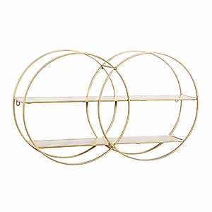 CosmoLiving by Cosmopolitan Metal Round 2 Shelf Wall Shelf, 30" x 6" x 18", Gold