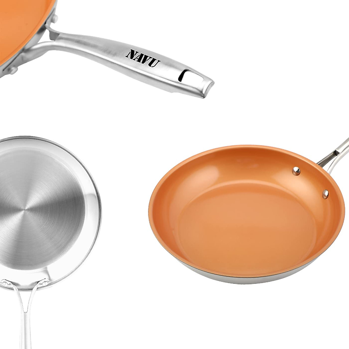 Frying Pan, NAVU Nonstick Egg Pans for Cooking, Non Stick Skillet Ceramic Coating Cookware, 8 Inch