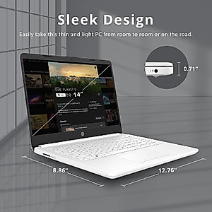 HP Premium 14" Stream HD Laptop, Intel Celeron N4120 CPU, 4GB RAM, 64GB eMMC, Webcam, Intel UHD Graphics, 1 Year Office, Bluetooth, WiFi, HDMI, Windows 11s, White, 32GB Hotface USB Card (Renewed)