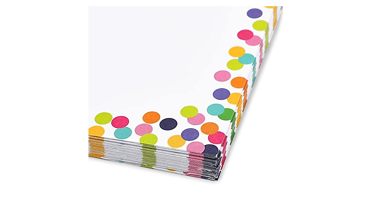 96 Sheets Confetti Stationery Paper for Invitations & Writing