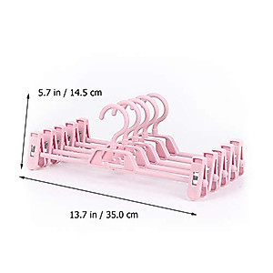 YARNOW Pants Hangers, 10PCS Adjustable Clothes Hangers, Adjustable Clips Pants Hanger, Slack, Trouser, Jeans, Towels for Newborn, Adults Clothes, Pink