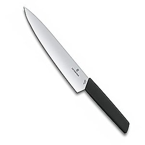 Victorinox 6.9013.22B Swiss Modern Carving Knife for Carving Meat, Slicing and Dicing Meats, Vegetables or Fruits Straight Blade in Black, 8.7 inches
