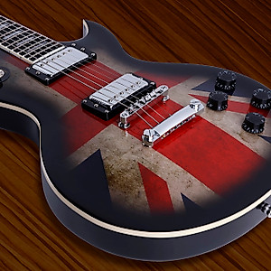 Leo Jaymz Full Size Single Cut Electric Guitar - with Amazing UK Flag Sticker on Arched Top (UK Flag)