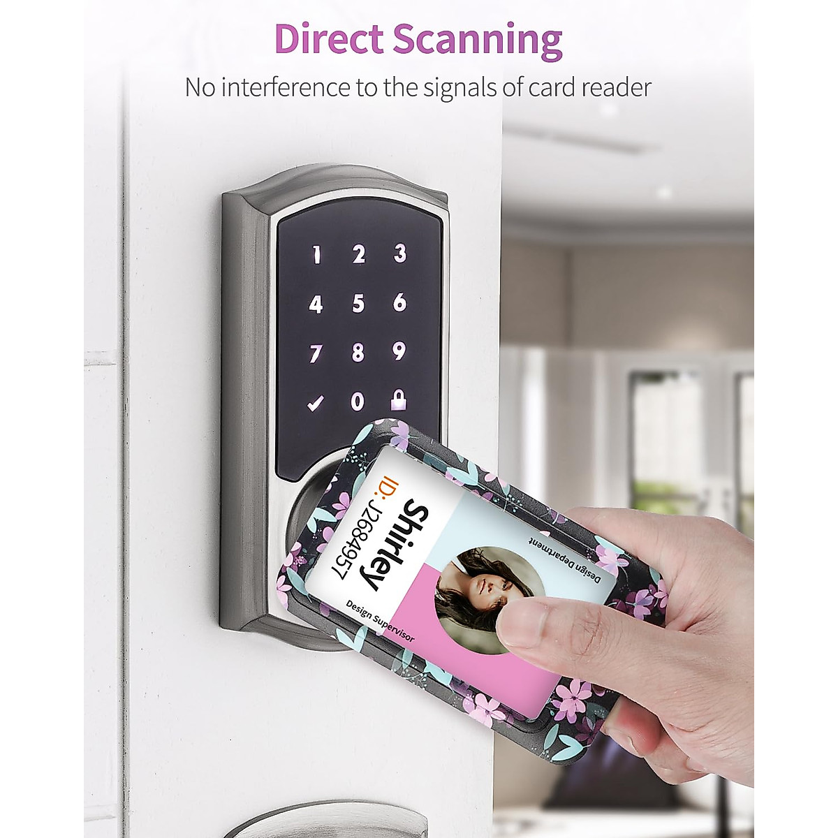 Uniclife Floral Sliding Badge Holder Purple Flower Plastic Case with Retractable Badge Reel Carabiner Clip & Detachable Lanyard Strap Fashionable Vertical Card Protector for Women Teacher Student