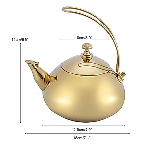 Theiere Marocaine Sanqiahome,Metallic Gold Kettle,Gold Teapot,Gold Kettle Classical 1.5L Stainless Steel Teapot Induction Cooker Teakettle Fast Water Heating Boiling Pot(Gold)